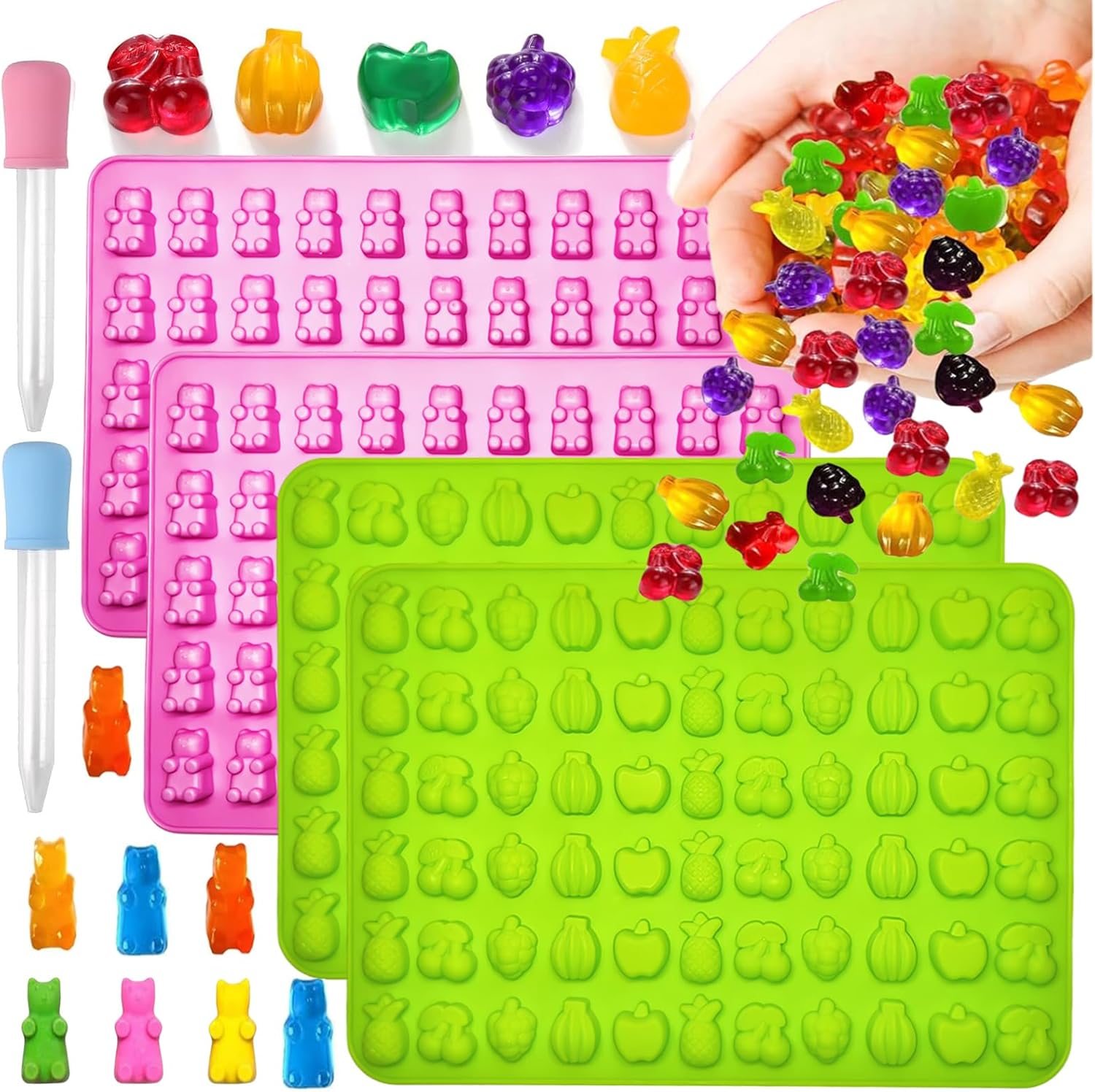 Amazon.com: Silicone Candy Molds Kit -232 Mini Non-Stick Cavities for ...