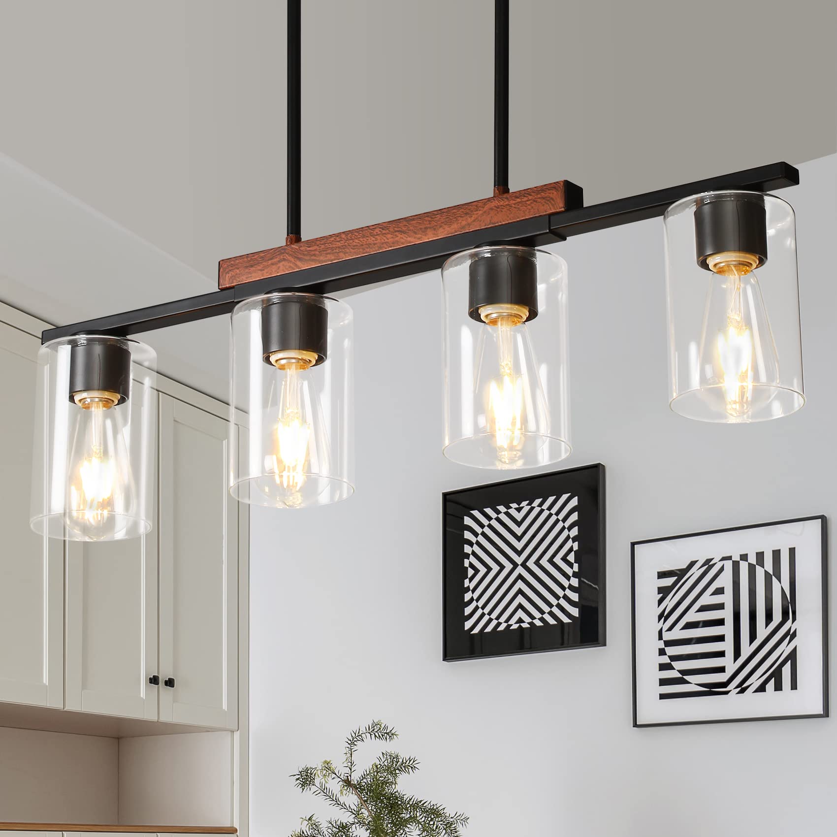 WILON Kitchen Island Lighting, 4 Light Dining Room Light Fixture ...