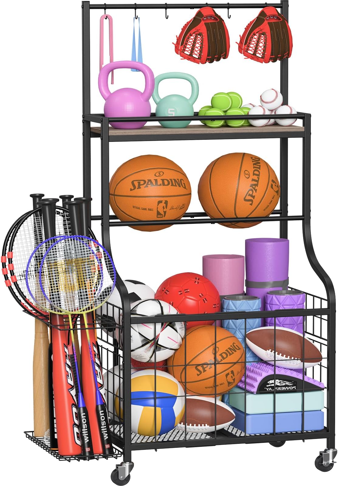 Amazon.com: smusei Sports Equipment Organizer Garage Basketball Ball ...