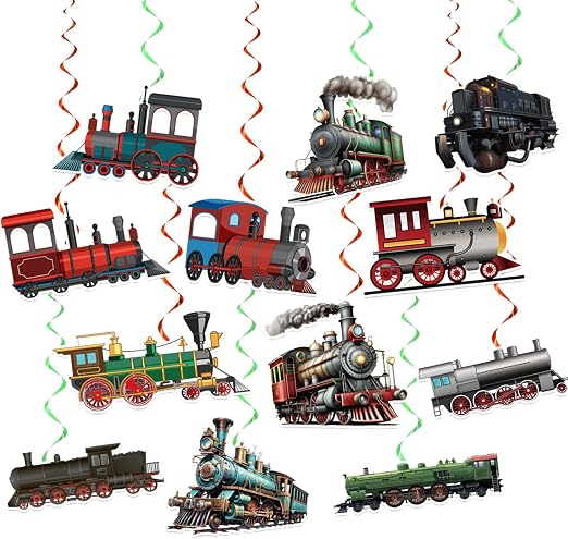 24 Pcs Train Hanging Swirls Train Spirals Ceiling Swirls Decorations ...