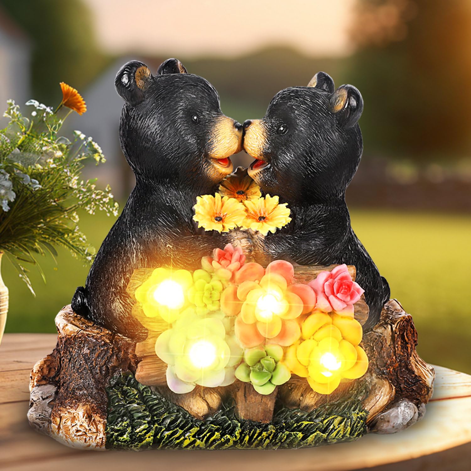 YHSOLAR Solar Bear Garden Statues Decor,Solar Decorations Bear Outdoor ...