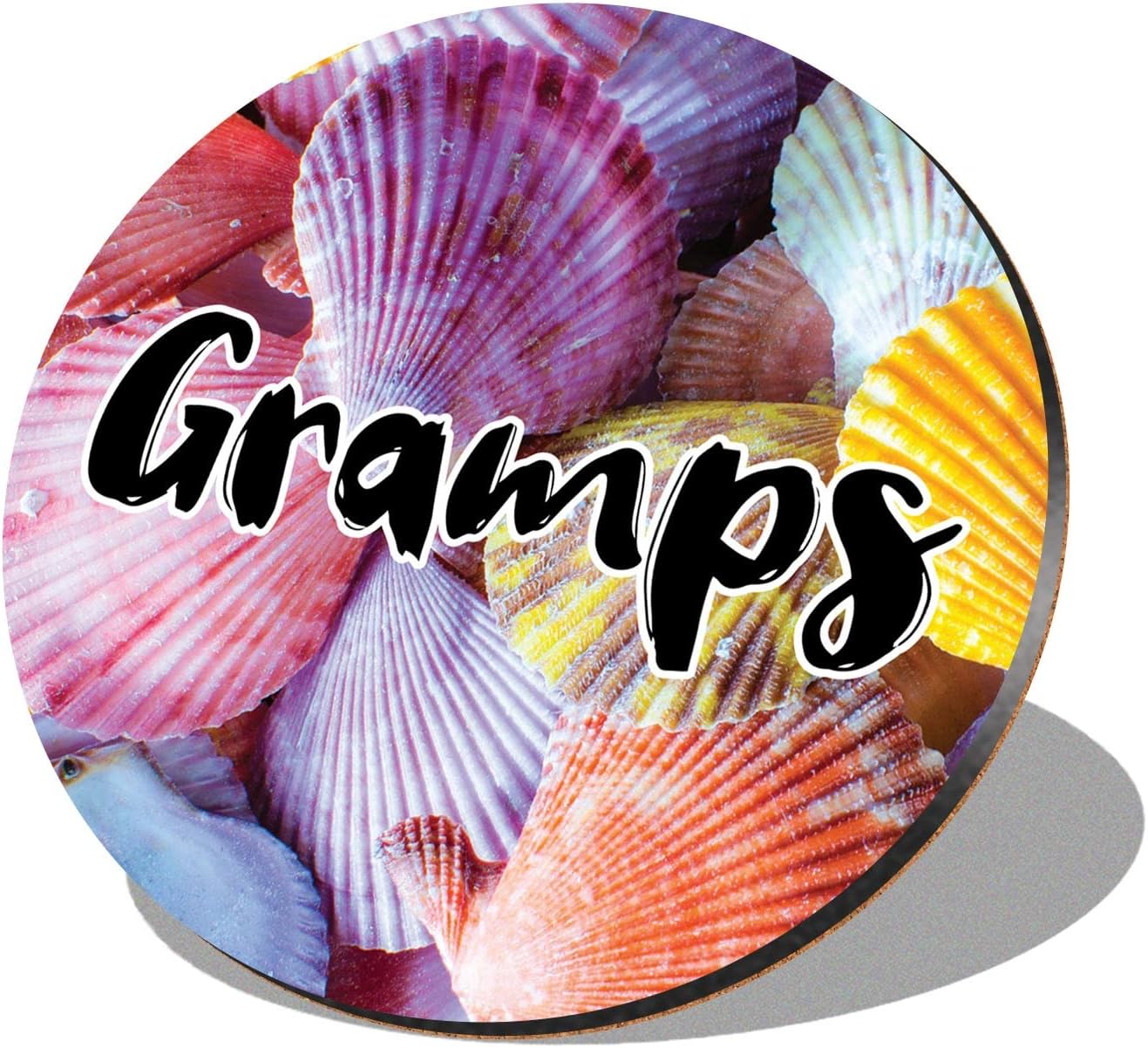 1 x Round Coaster - Name Gramps Sea Shells Letter Lettering Initial ...