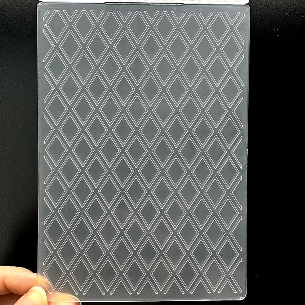 Amazon.com: 3D Plastic Embossing Folder Template Diamond Grid Pattern ...