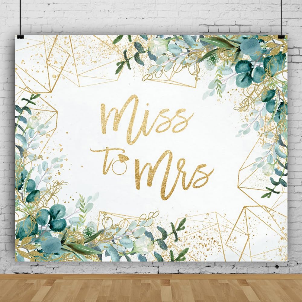 Amazon.com : Miss to Mrs Bridal Shower Backdrop Greenery Green Leaves ...