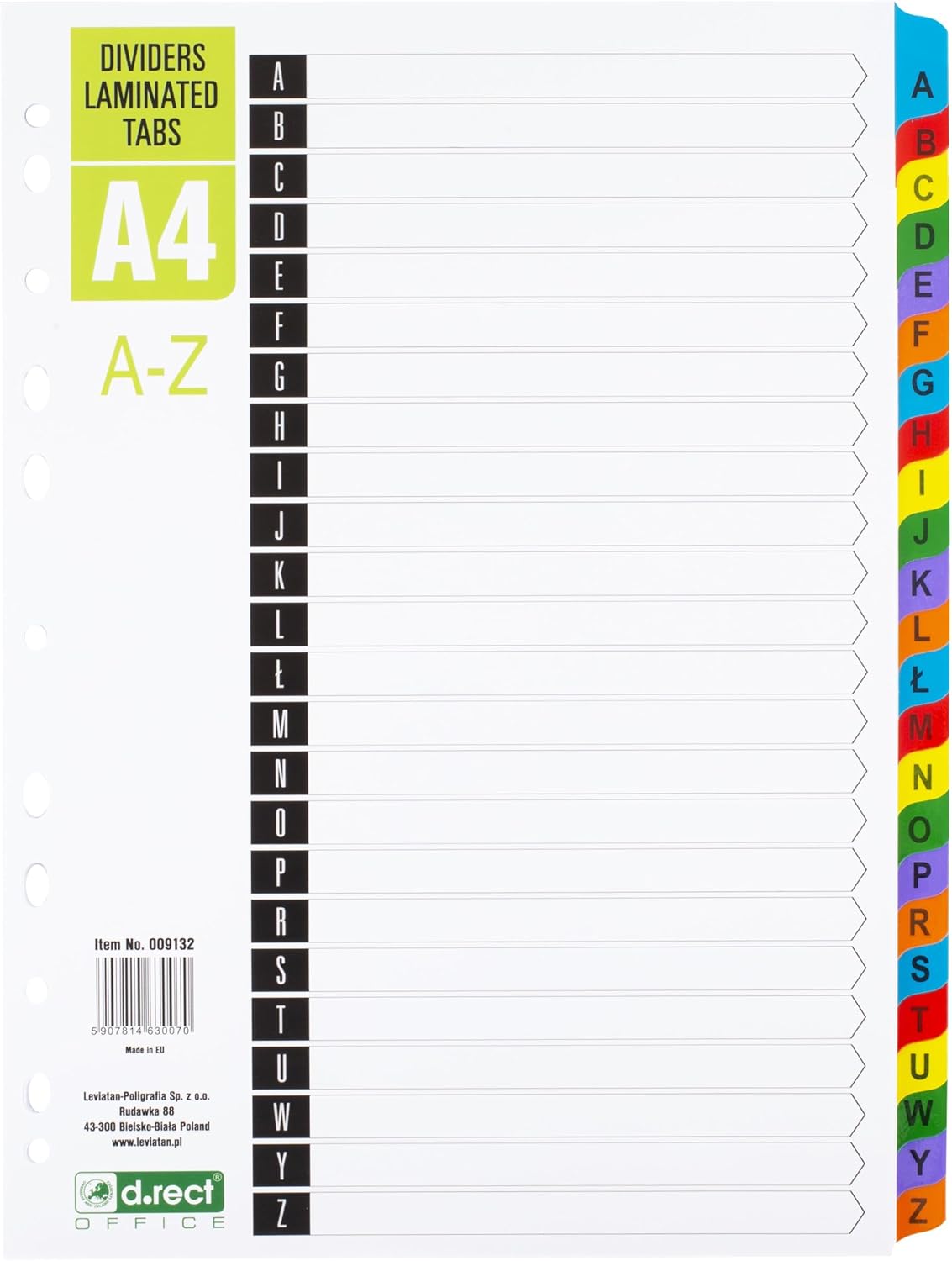 D.RECT Laminierte Register A4 für Dokumente, Registerkarten, A-Z ...