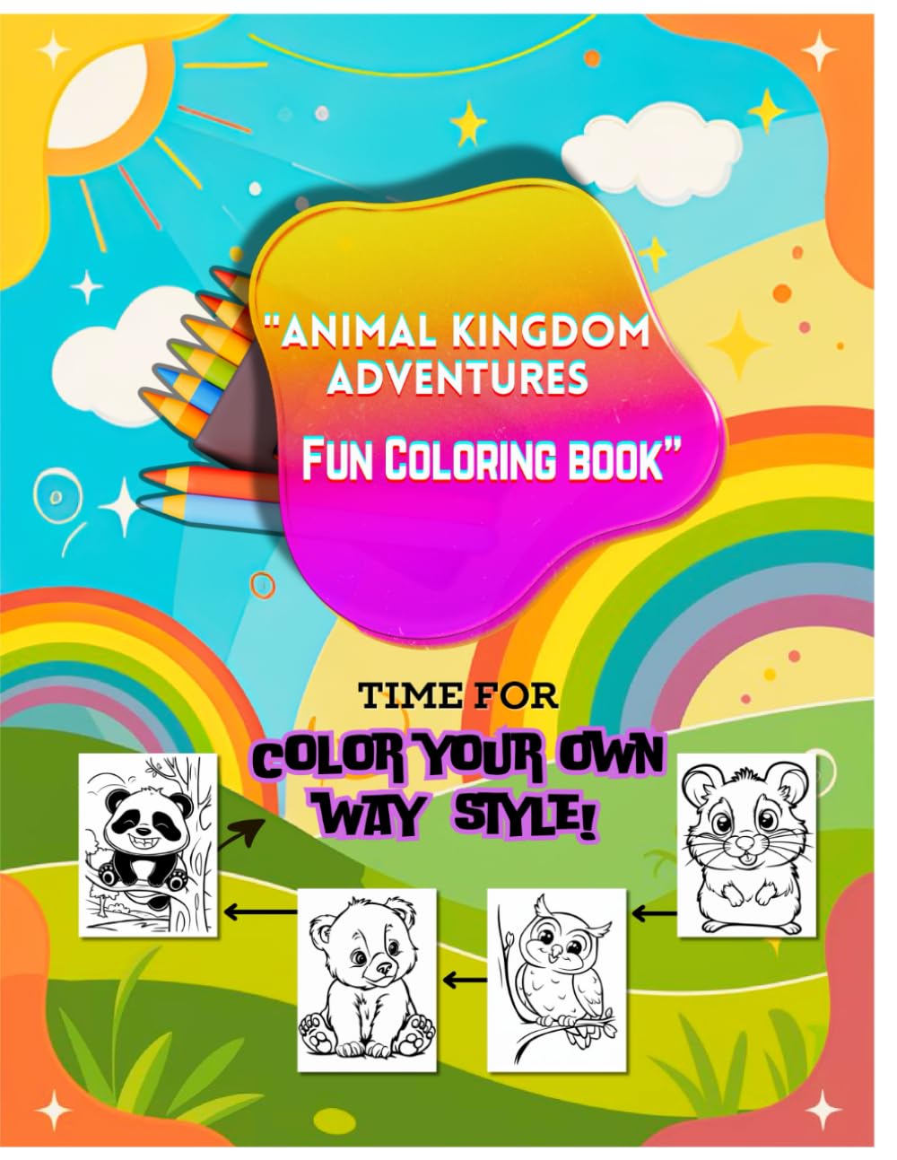 Animal Kingdom Adventures: Fun Coloring Book Journey from Farm to Sea ...