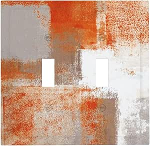 Orange Gray Abstract 2 Gang Double Toggle Light Switch Cover Electric ...