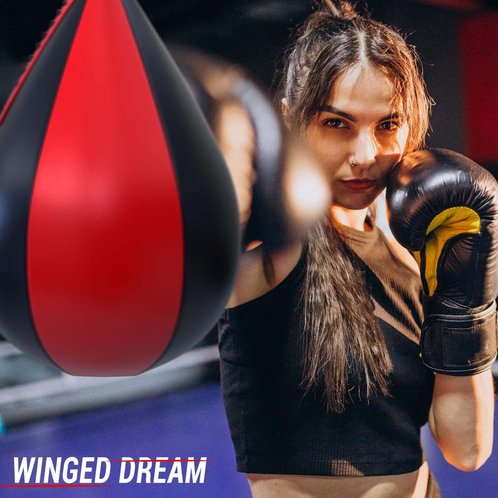 WingeddreaM Boxing Speed Bags, PU Leather 2 Pack Hanging Speed Punching Bags Speedball, Dodge ...