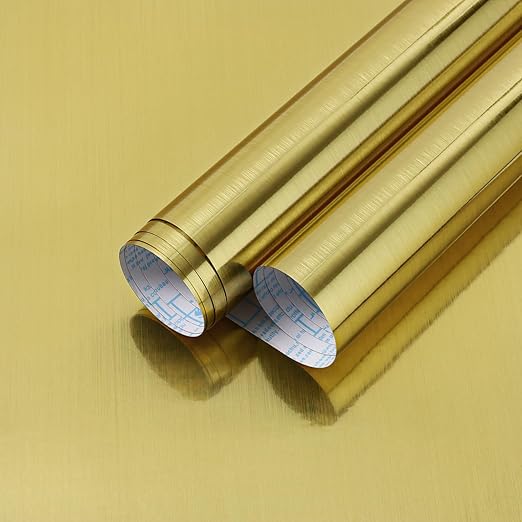 Timeet Gold Self Adhesive Wallpaper 17.7”X 118” Metallic Gold Contact ...