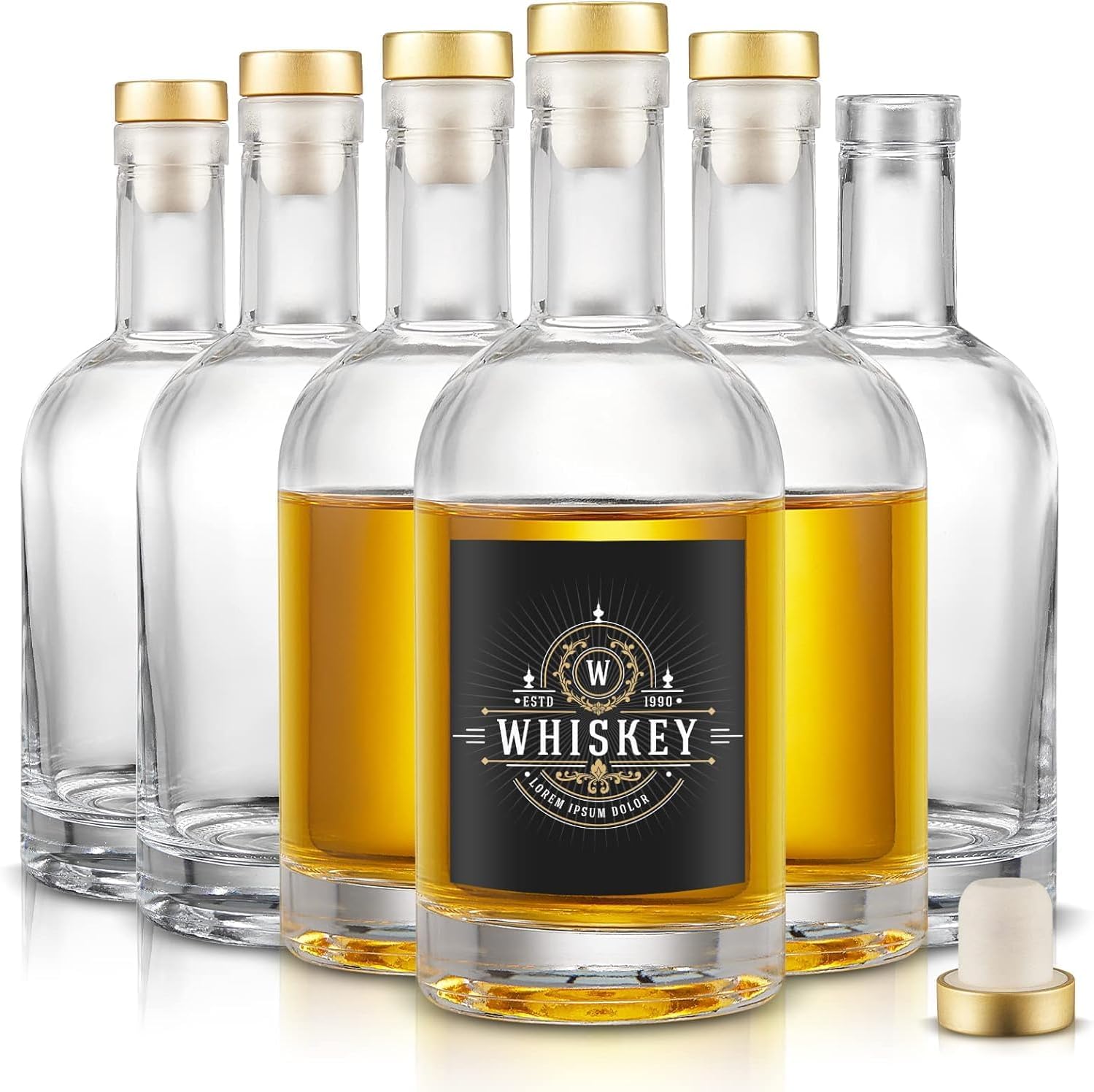 Juego de 6 botellas de vidrio, 12 oz Transparente Licor Botellas de ...