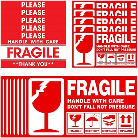 Warnetiketten Aufkleber Zerbrechlich "Fragile" 40 Stk 15 x 9 cm, 120 ...