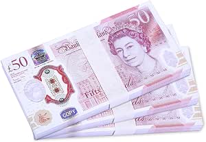 100 PCS £50 Prop Money, Fake Money Stacks Educational Toys for 3+ Year ...