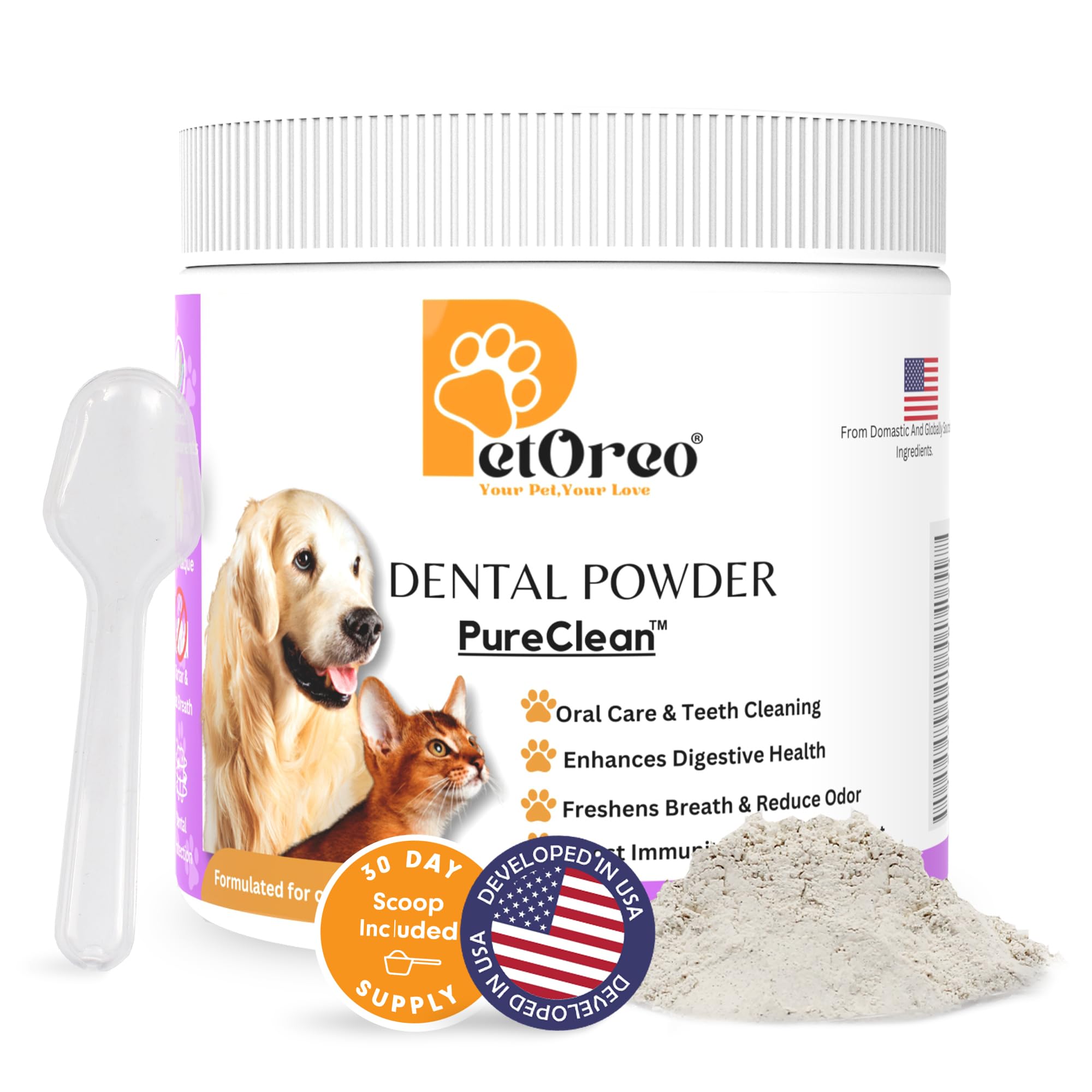 Amazon.com : PETOREO 𝗣𝗘𝗧𝗢𝗥𝗘𝗢 Dog Dental Powder - Teeth Cleaning for ...