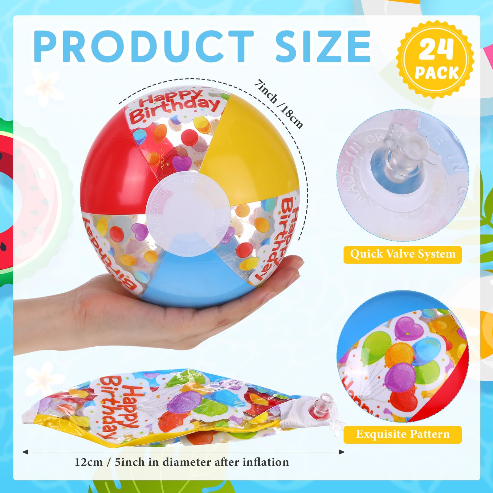 Snapklik.com : 24 Pack Birthday Beach Ball For Pool Birthday Party ...