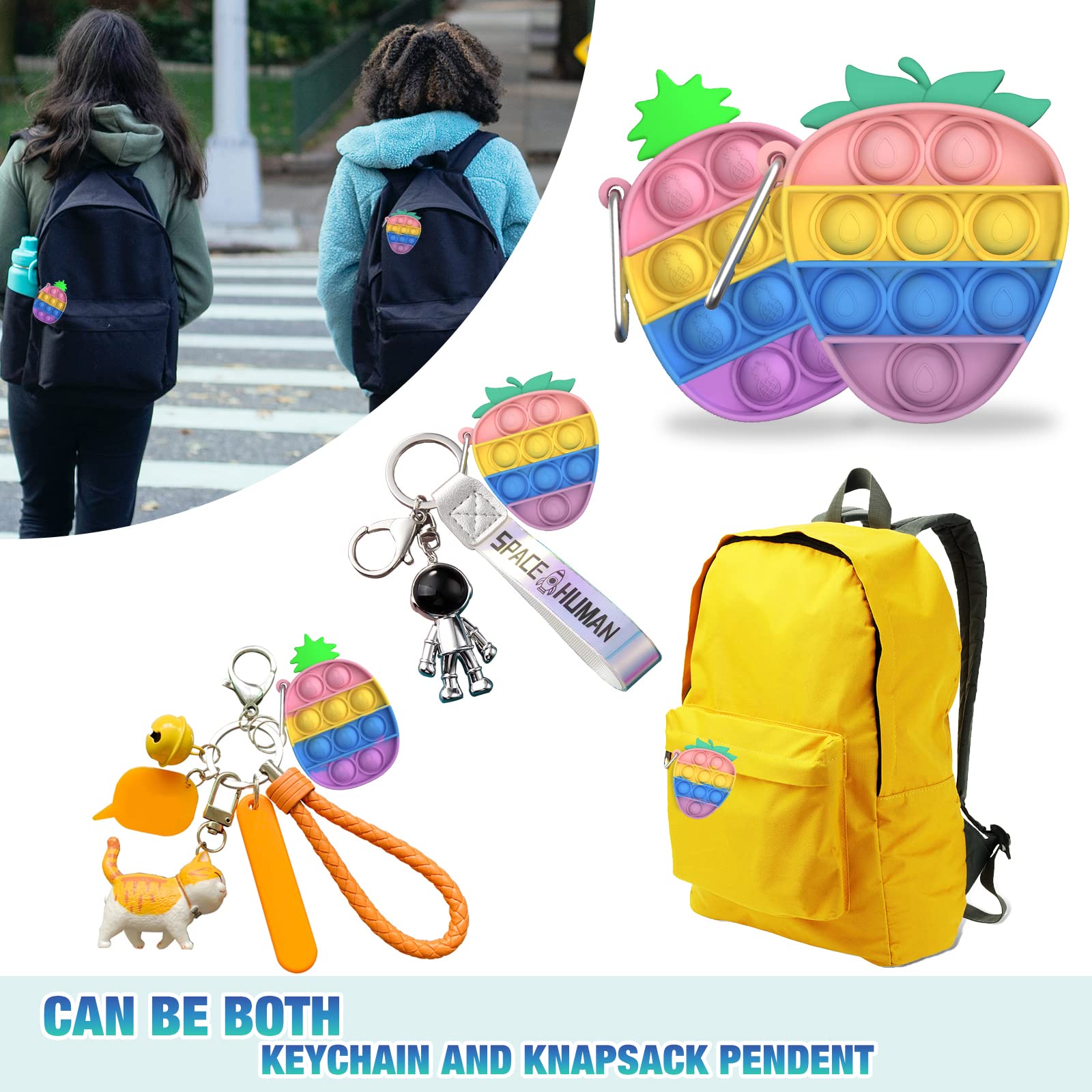 tekkit 4 PCS Party Favors Mini Pop Push its Pack Bubble Keychain Push ...