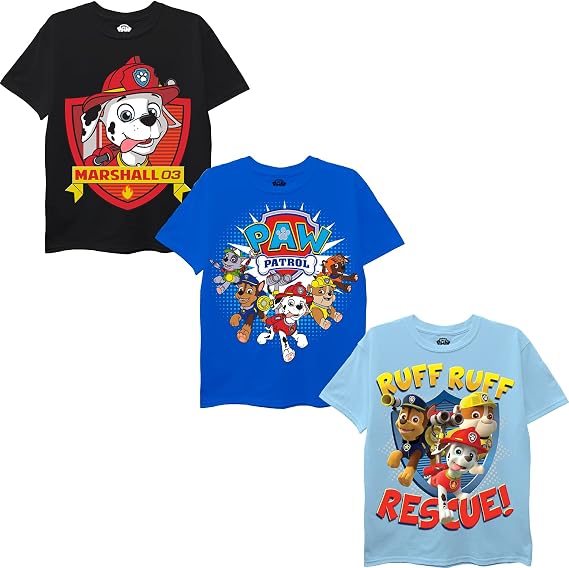 Amazon.com: Nickelodeon Boys' Paw Patrol Pack of Three T-Shirts ...