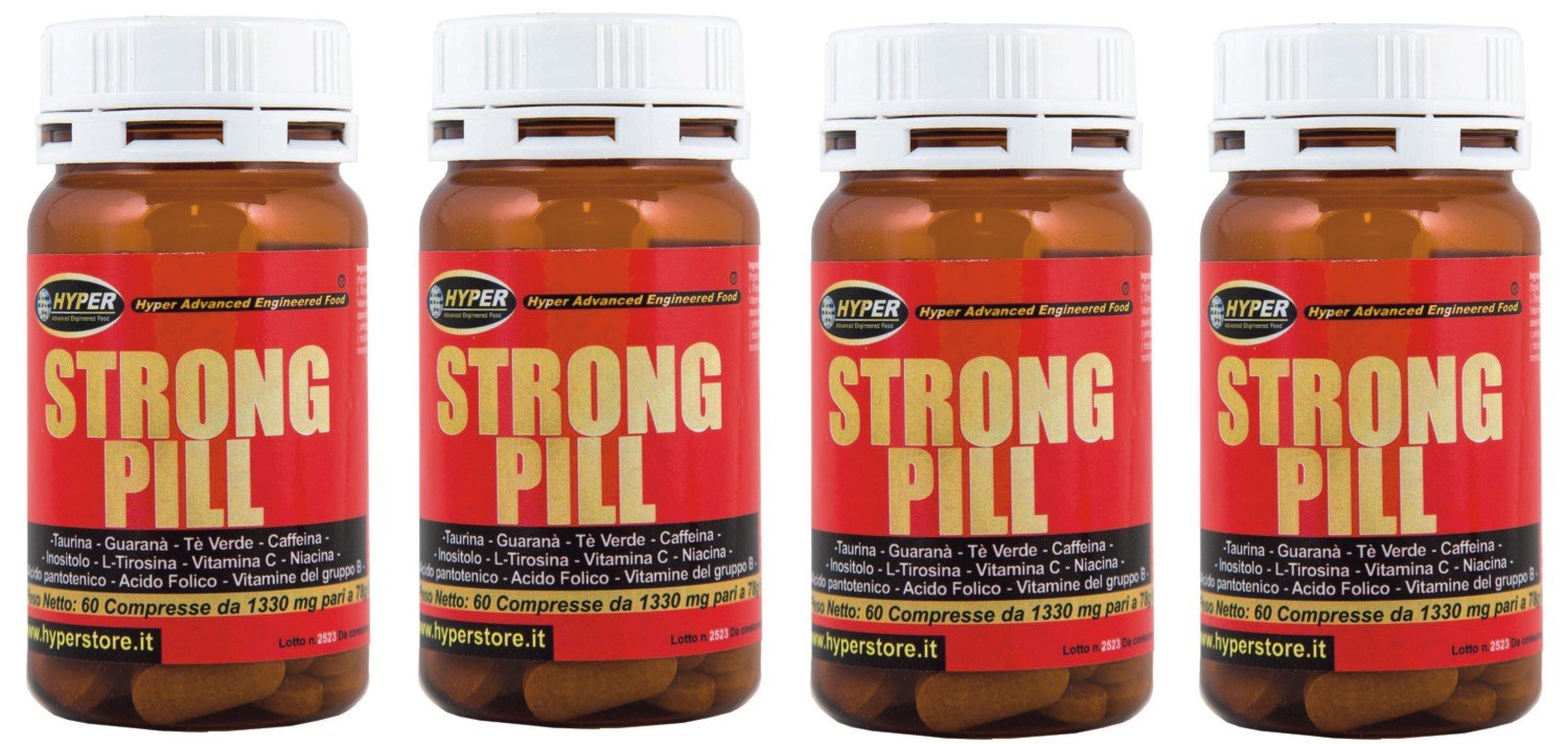 4 Packs Hyper Strong Pill Stimulant Supplement Tyrosine Taurine Guarana ...
