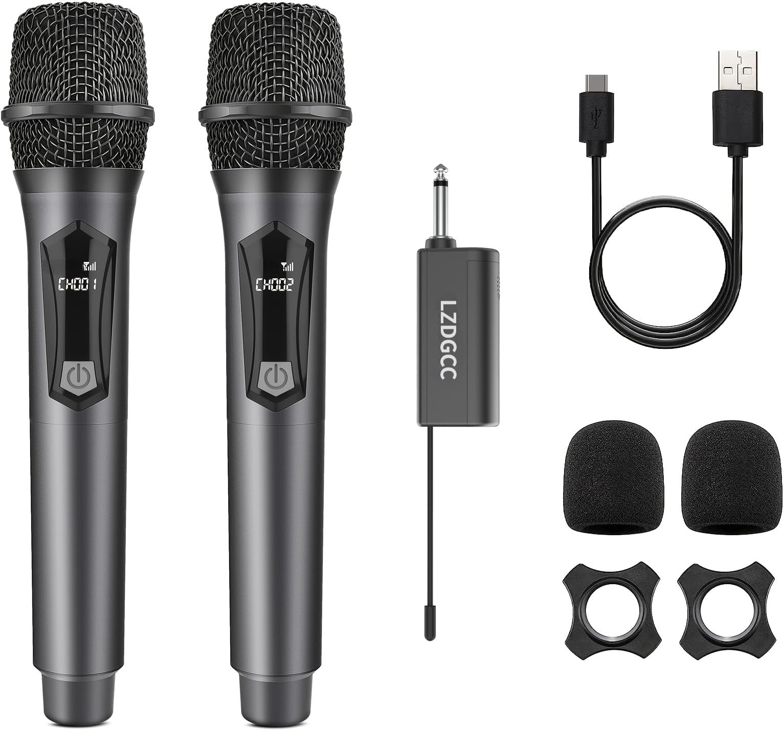 Amazon.com: LZDGCC Wireless Microphone, Handheld Dynamic Mic System ...