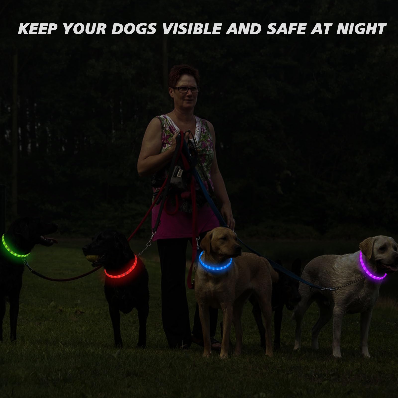 Snapklik.com : LED Multi-Color Dog Collar, Rechargeable 7 Colors ...
