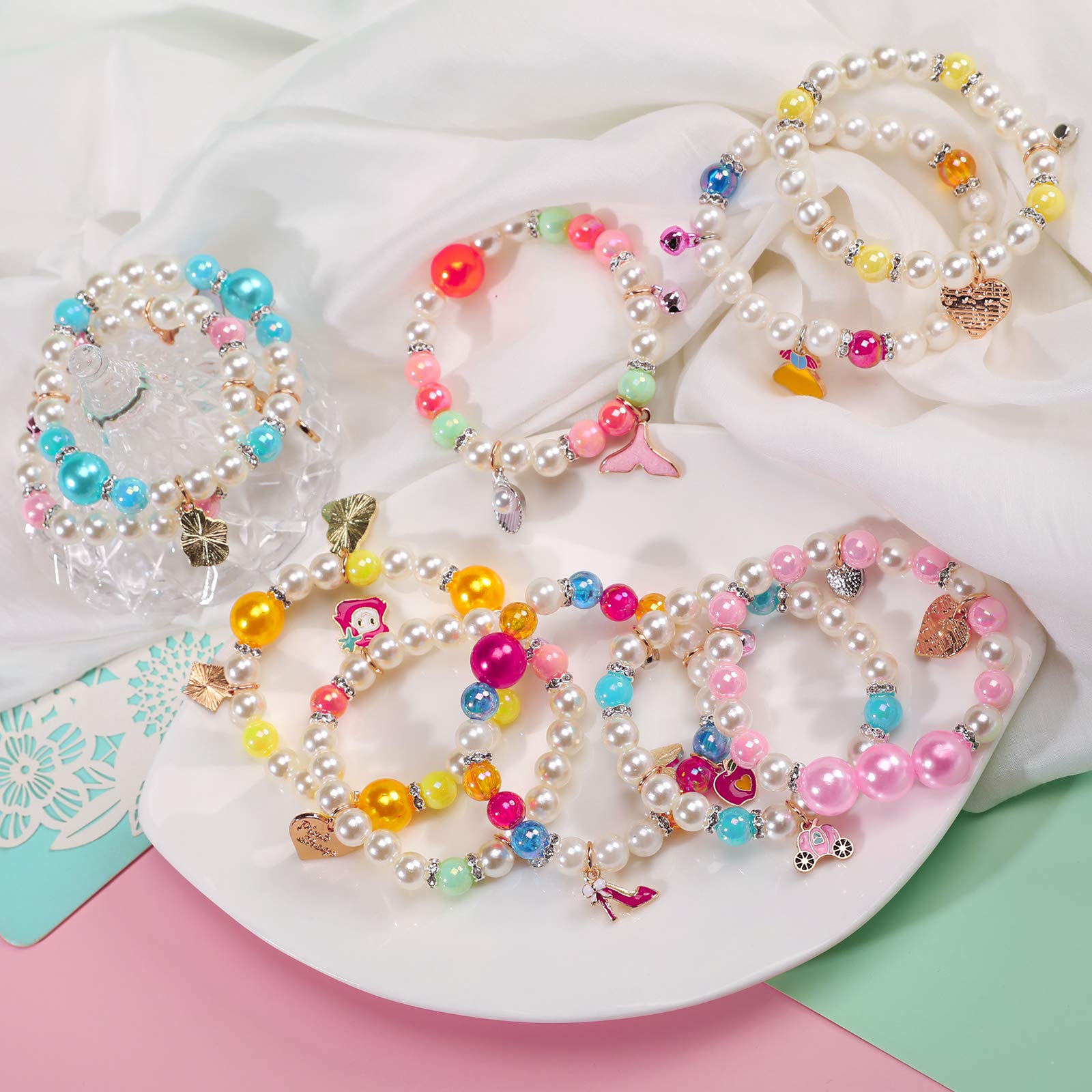 Snapklik.com : PinkSheep Bracelets For Kids Girls Pearl Bead Bracelets ...