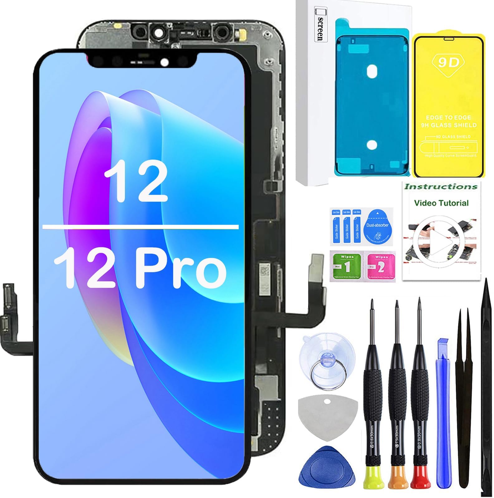 Amazon.com: LEAFE for iPhone 12/12 Pro Screen Replacement,6.1 inch Full ...