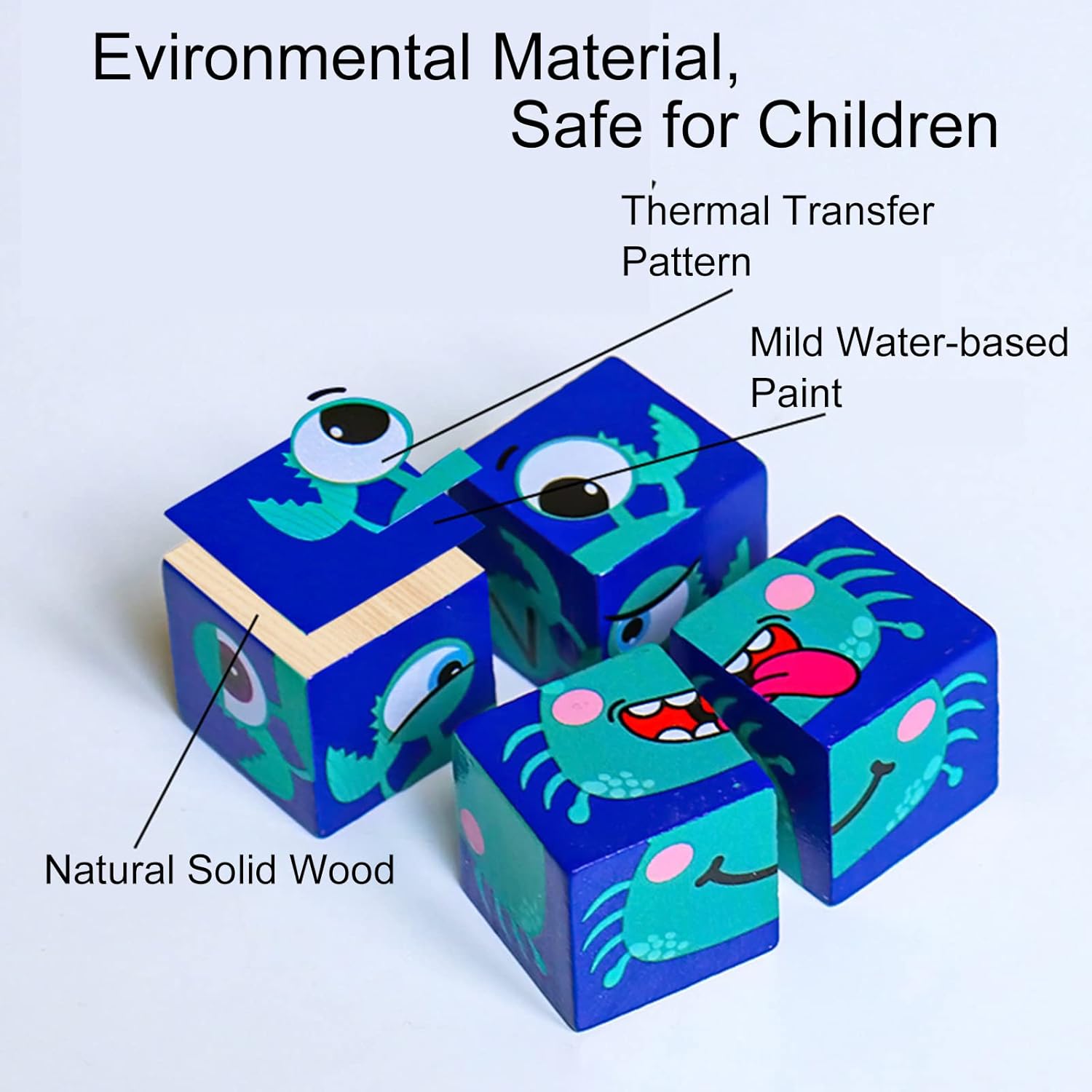 Wooden Expressions Matching Block Puzzle Face-Changing Magic Cube ...