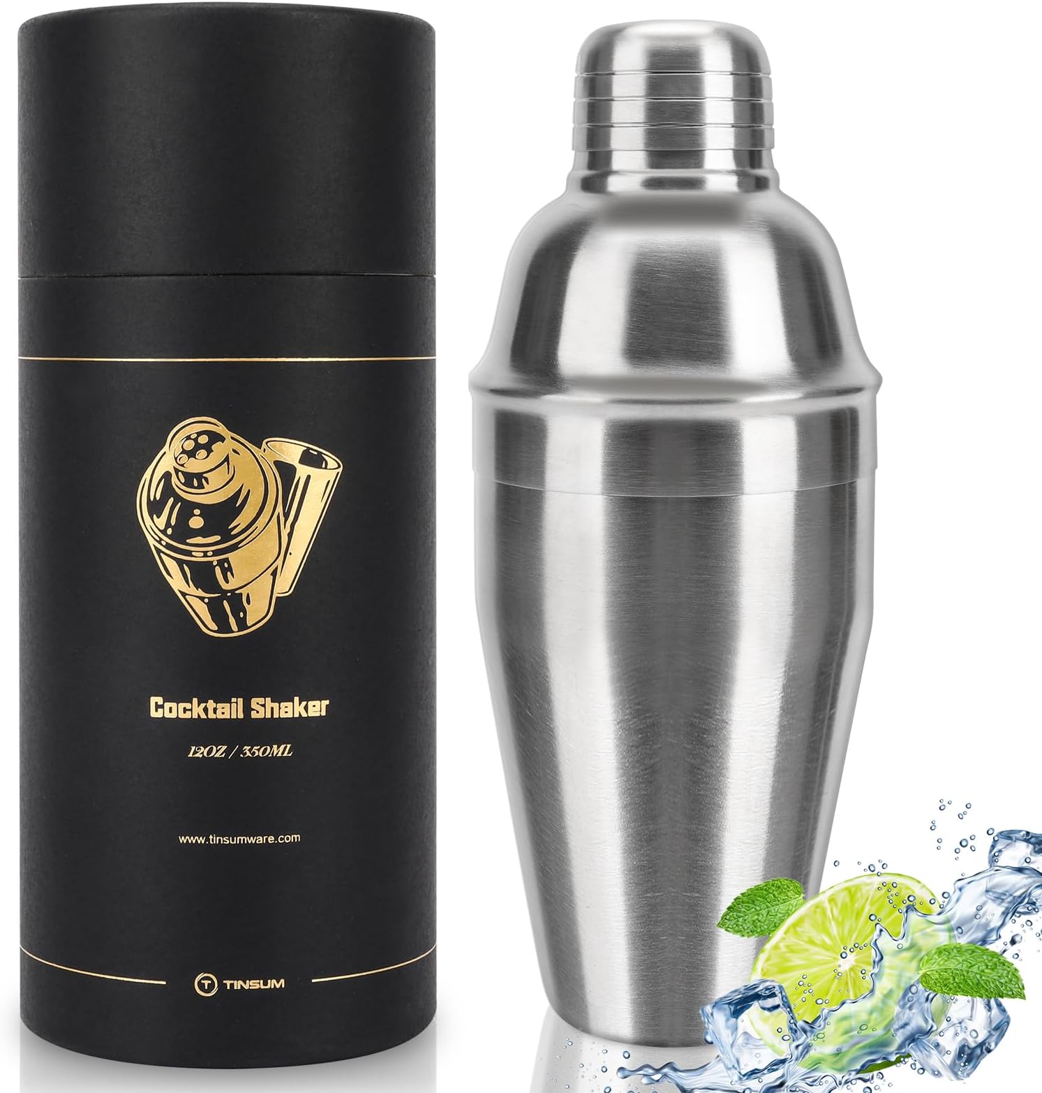 Amazon.com: Winco Stainless Steel 3-Piece Cocktail Shaker Set, 16-Ounce ...