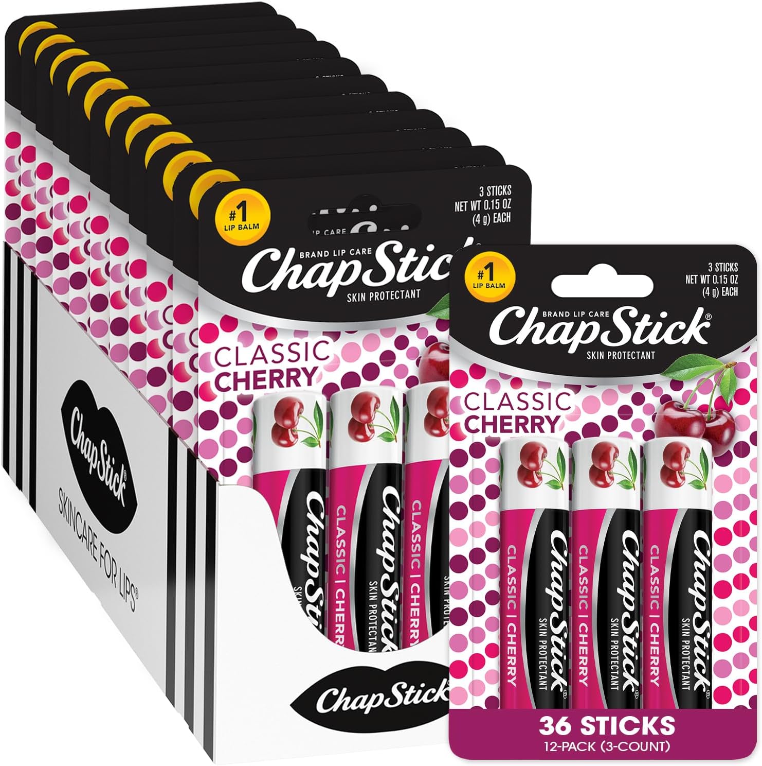 Amazon.com: ChapStick Classic Cherry Lip Balm 2-Pack – Fruity & Sweet ...