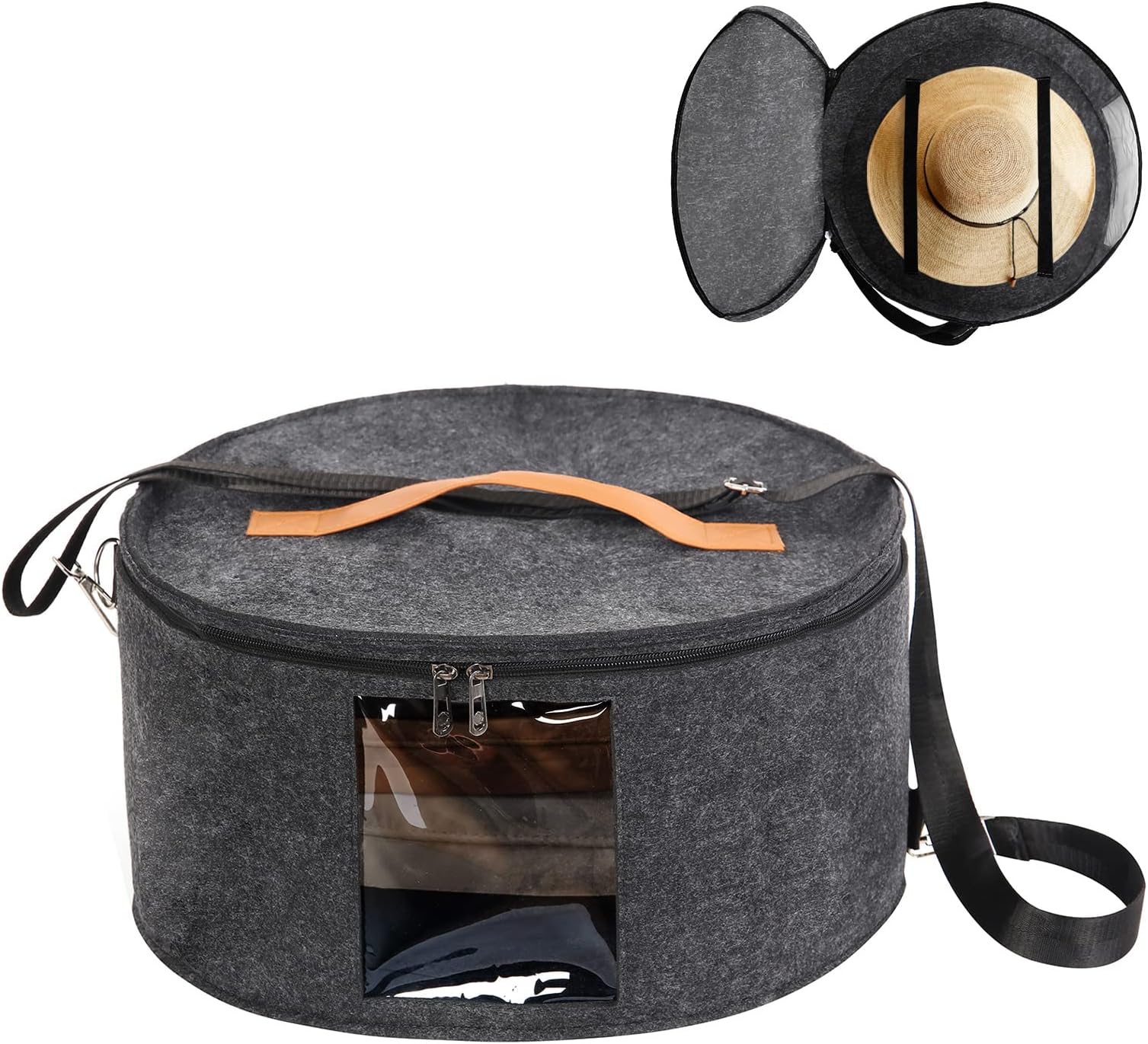Amazon.com - Ohiyoo Hat Box Hat Storage Box 16'' x 8'' Travel Hat Box ...