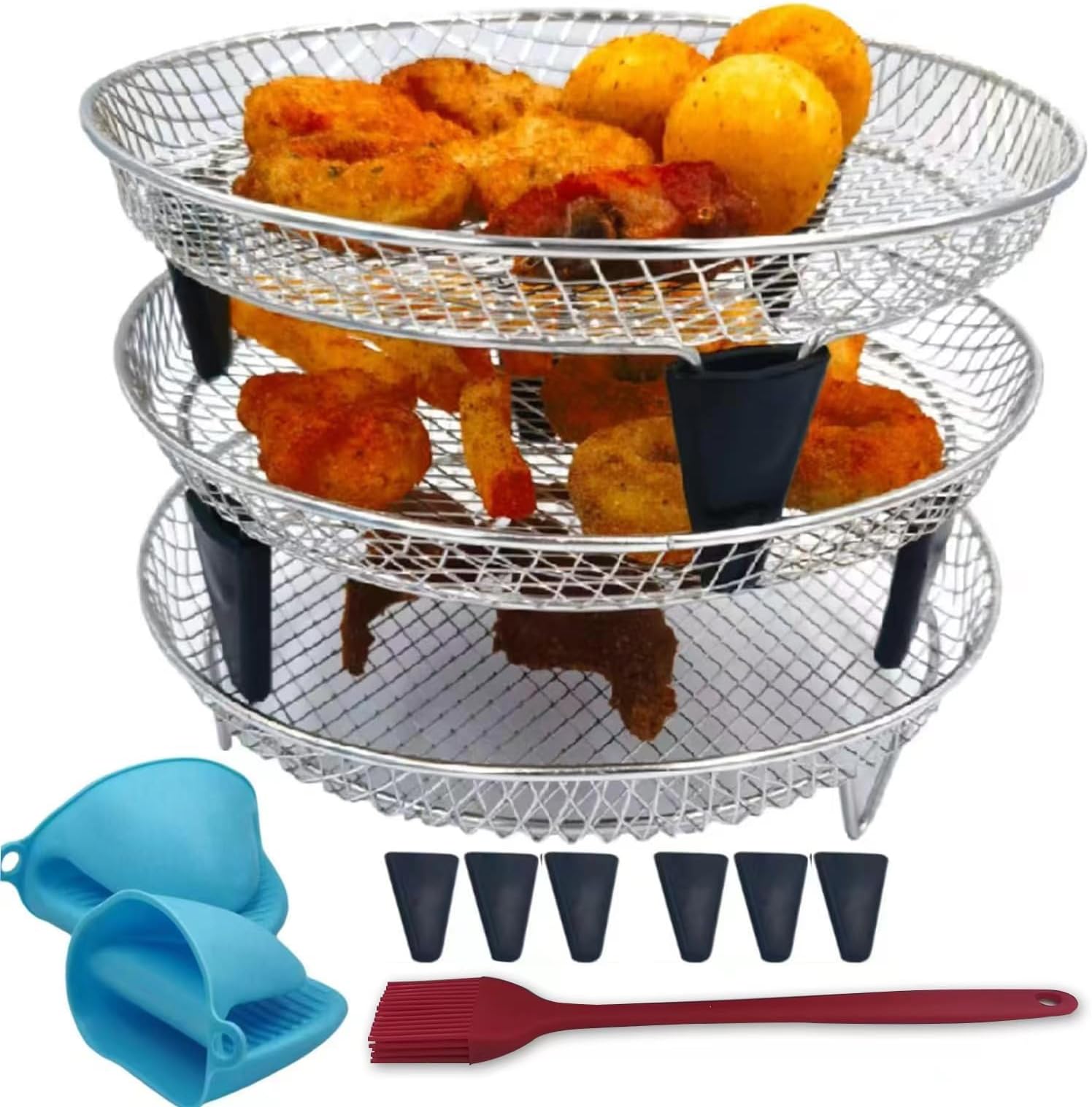 Amazon.com: Air Fryer Racks, 3Pack Round Stackable Dehydrator Racks ...
