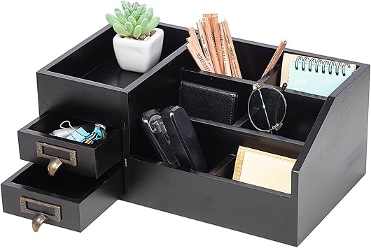 Amazon.com: Distressed Rustic Wooden Office Desktop Organizer Wood ...