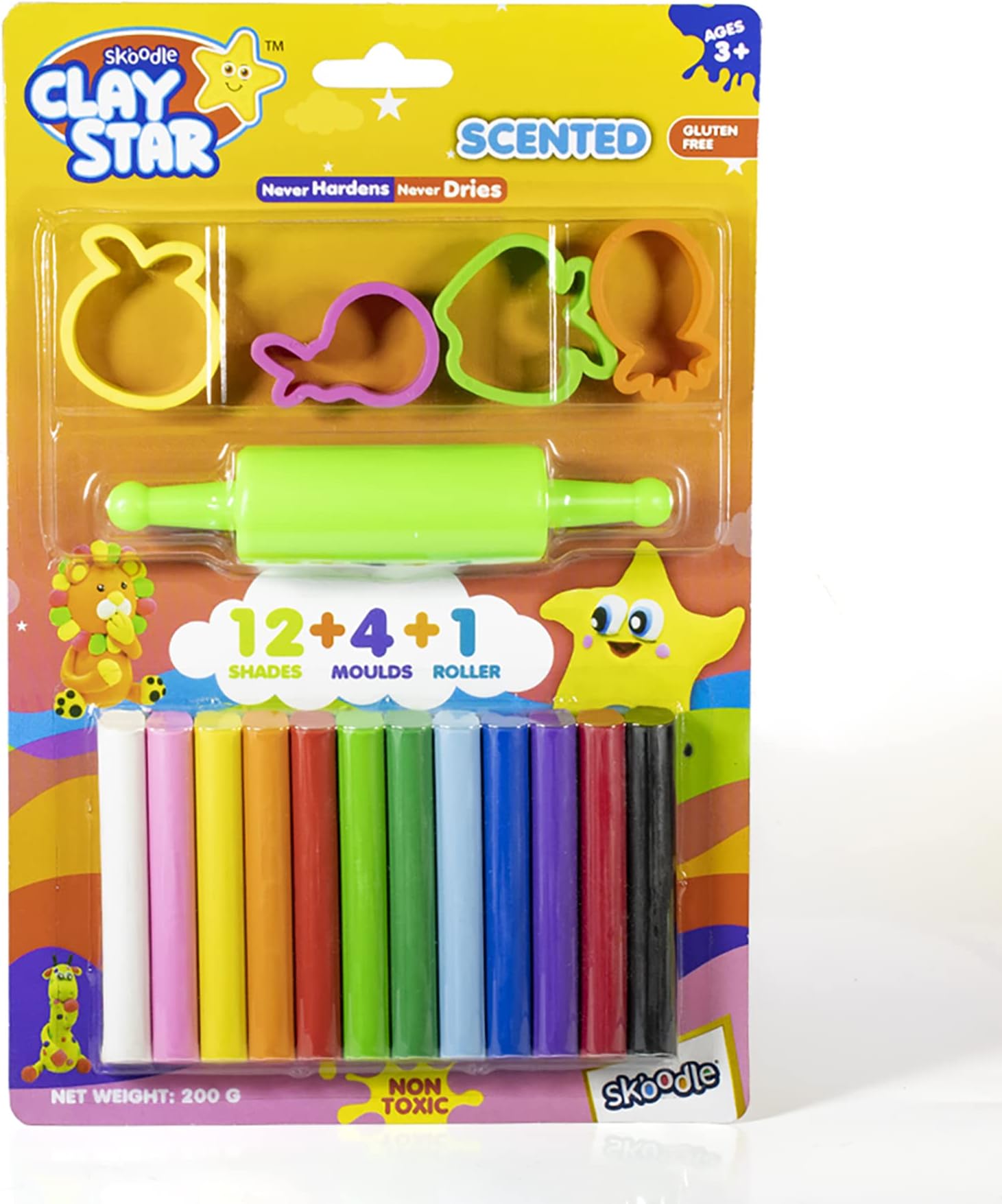 Skoodle Clay Star Scented Clay Pack, 12 Multicolor Clay Sticks + 4 ...
