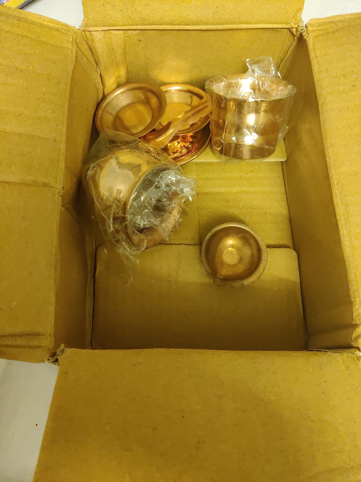 Samriddhi Copper 9 Inch Pooja Thali Set Round Plate, Panch Patra ...