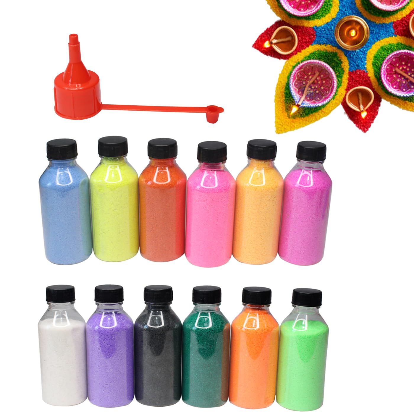 Buy Confidence Set of 12 Rangoli Color Bottles with Nozzle Cap Rangoli ...