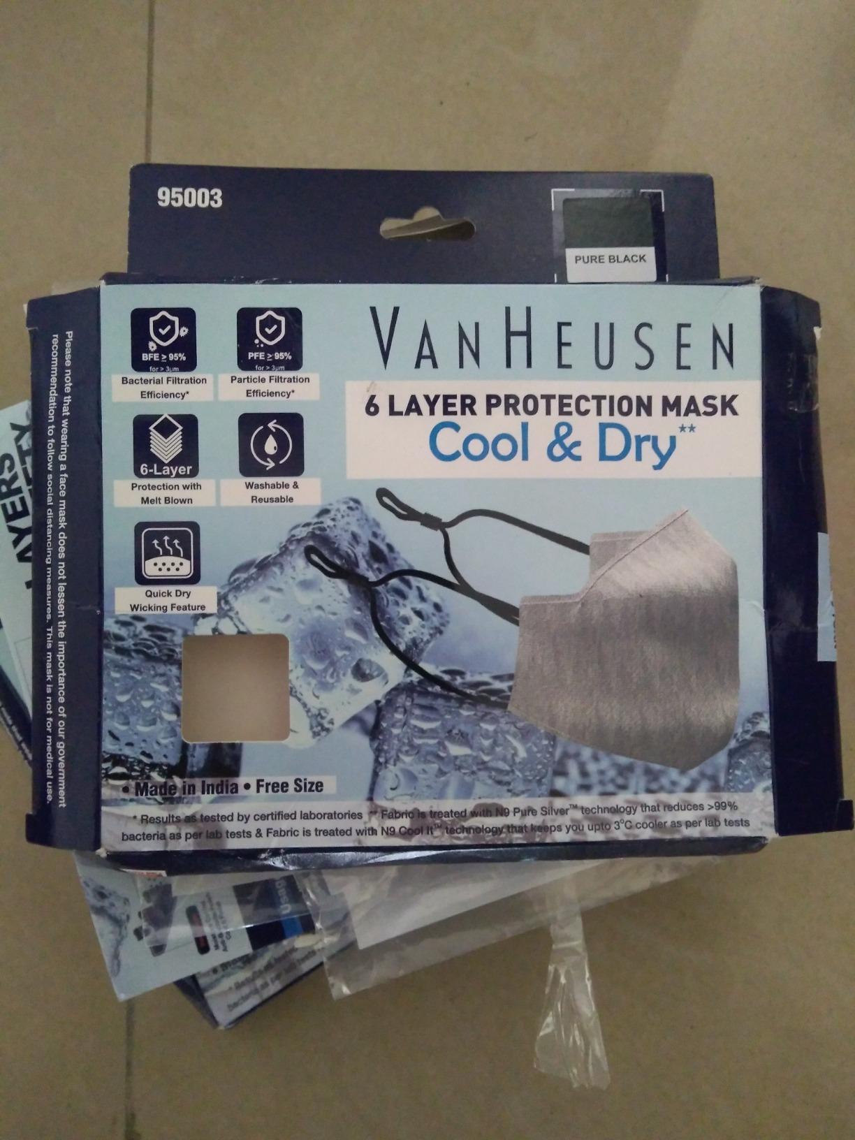 Van Heusen Antibacterial with Cool and Dry Finish Fabric Reusable Mask ...