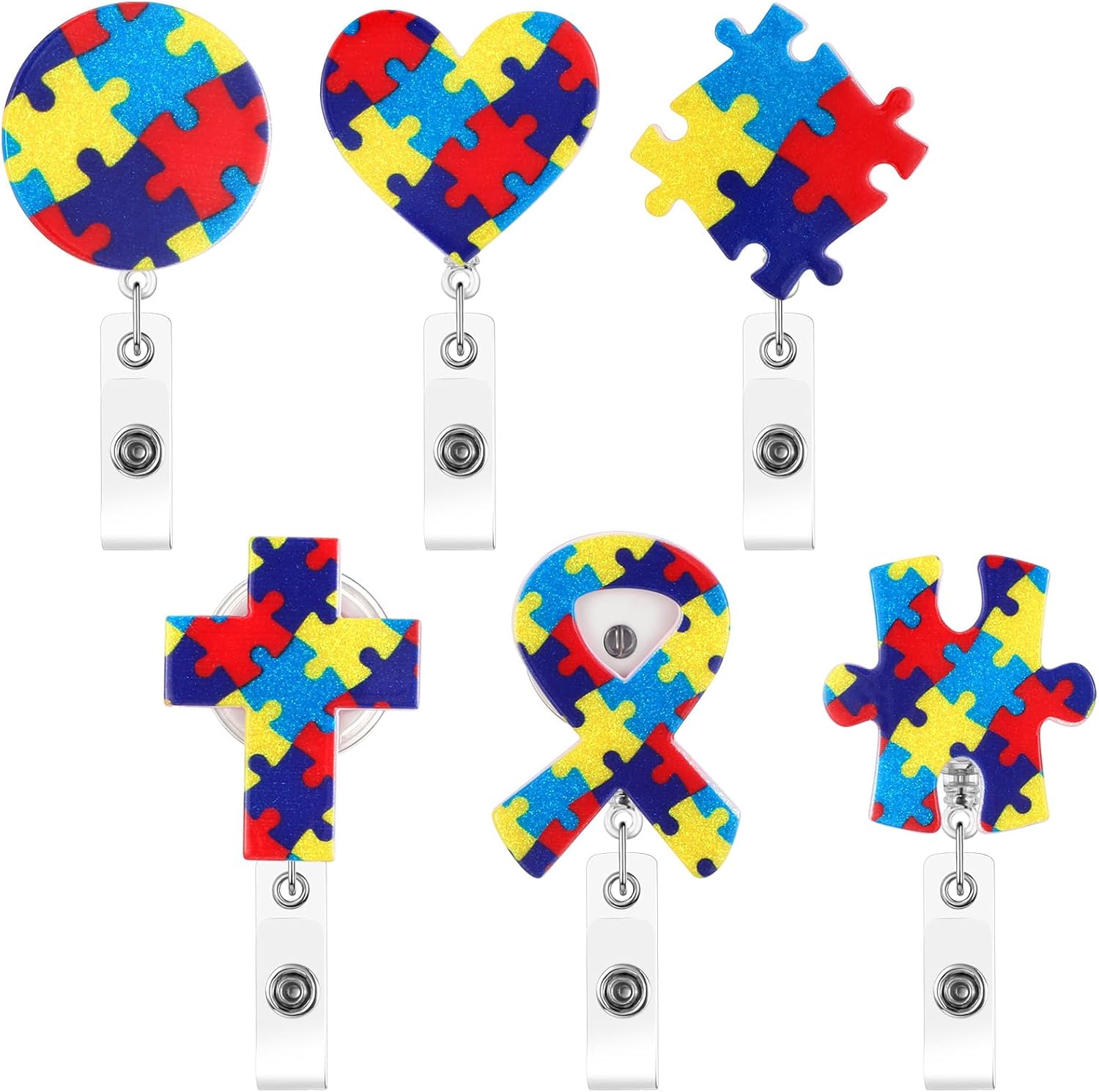 Amazon.com : Jetec 6 Pcs Autism Awareness Badge Reels Retractable with ...