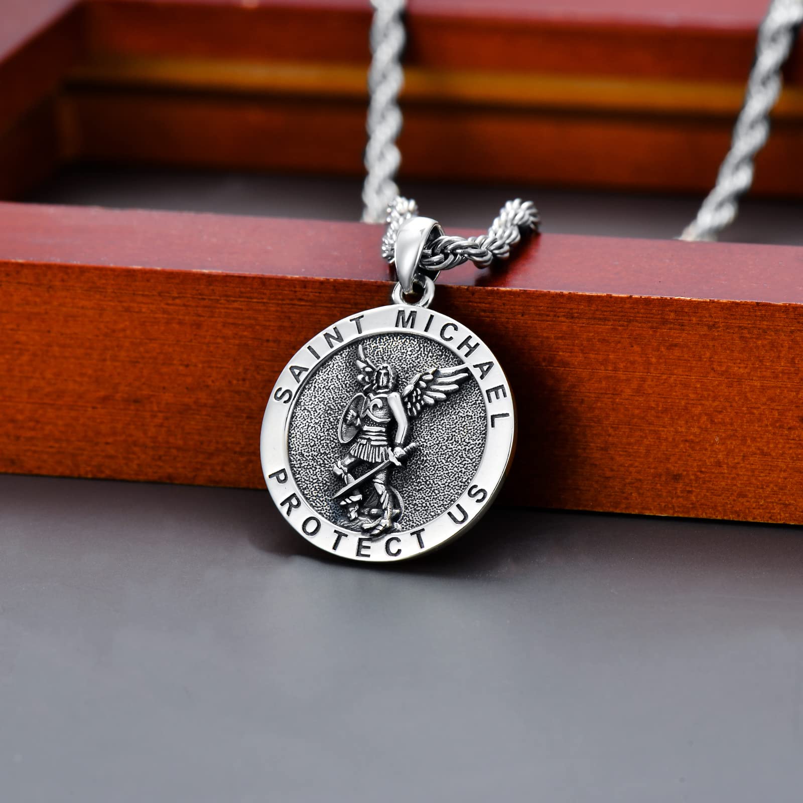 Snapklik.com : St Michael Necklace For Men Sterling Silver Saint ...