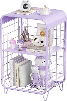 APEXCHASER Cute Pink Nightstand,Metal Side Table,3 Tier End Table with ...