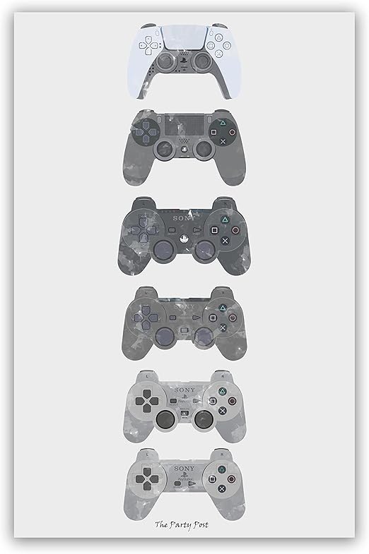 Amazon.com: PS Controller Evolution Poster for Gaming Room Wall ...