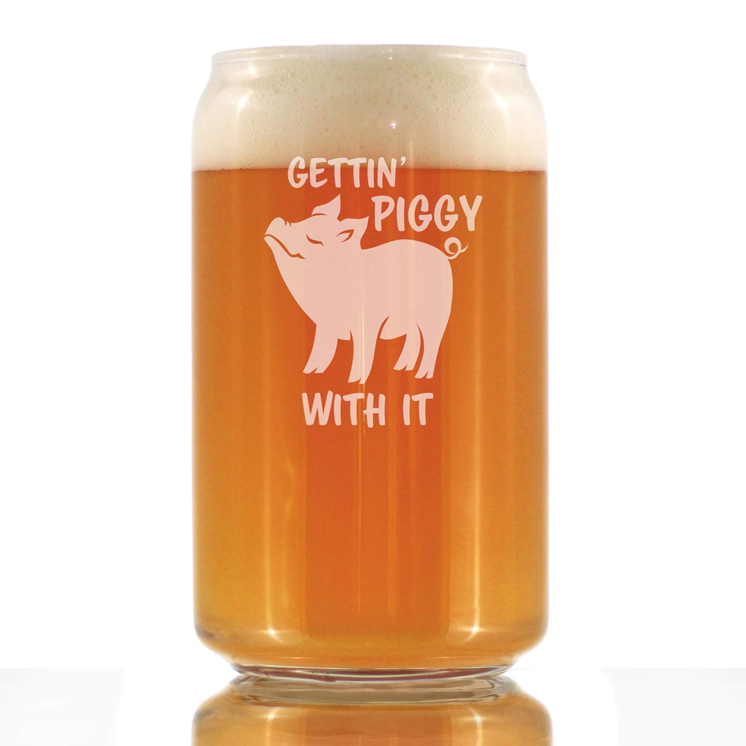 Amazon.com: Gettin Piggy With It - Funny Pig Beer Can Glass Gifts for ...