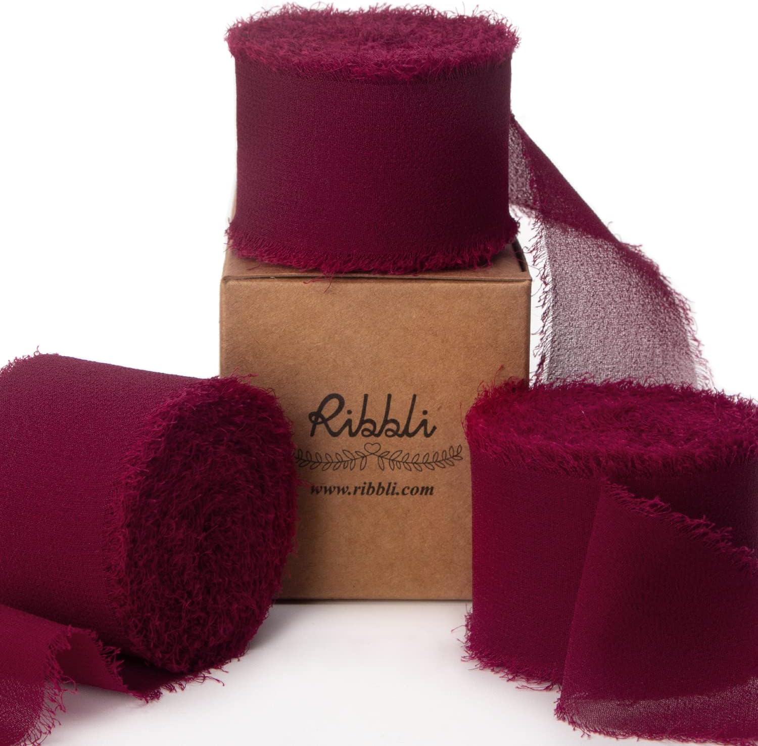 Amazon.com: Ribbli Burgundy Chiffon Silk Ribbon, 1.5 inch x 30 Yard ...