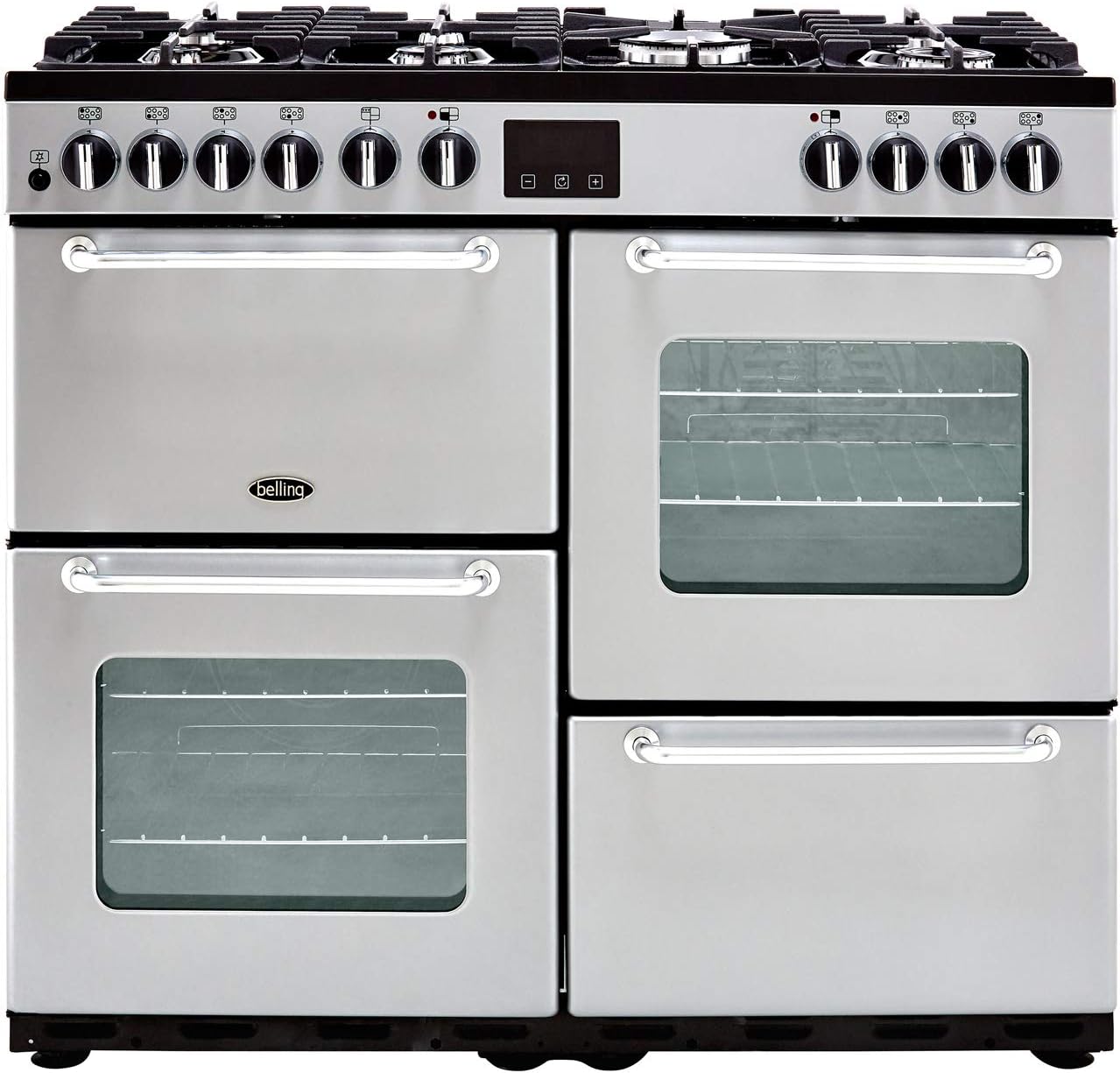 Belling Sandringham 100DFT 100cm Dual Fuel Range Cooker - Silver - A/A ...