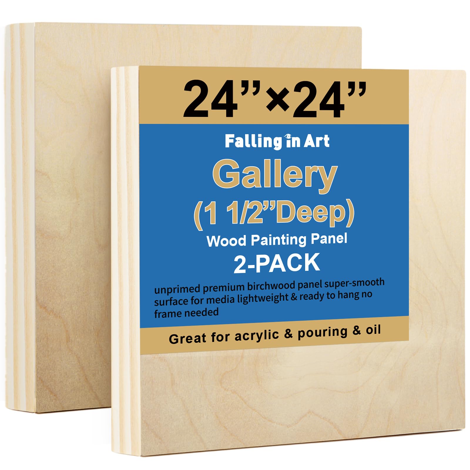 Amazon.com: Falling in Art 2 Pack Unfinished Wooden Canvas Panels ...