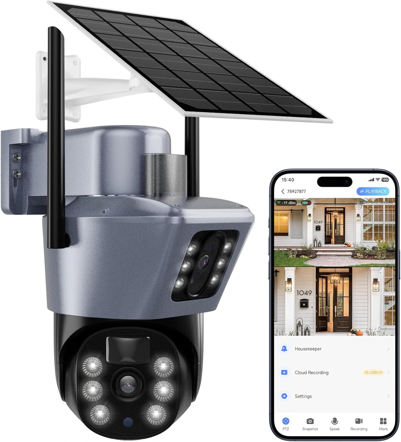 Amazon.com : ACEMO Solar Camera Security Outdoor, Dual Lens (4MP+4MP ...