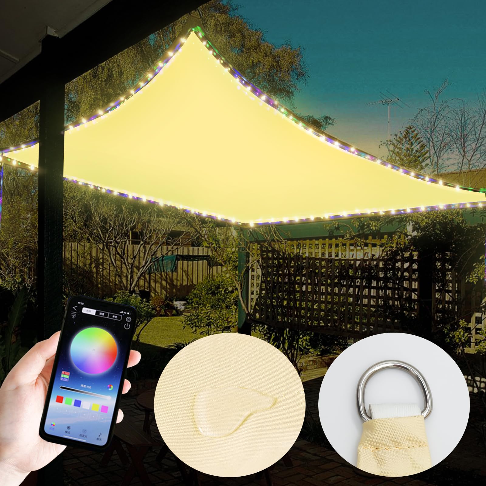 Shade Sail,Canopy Awning Shades,10'×13'Beige Shade Canopy Rectangle RGB ...