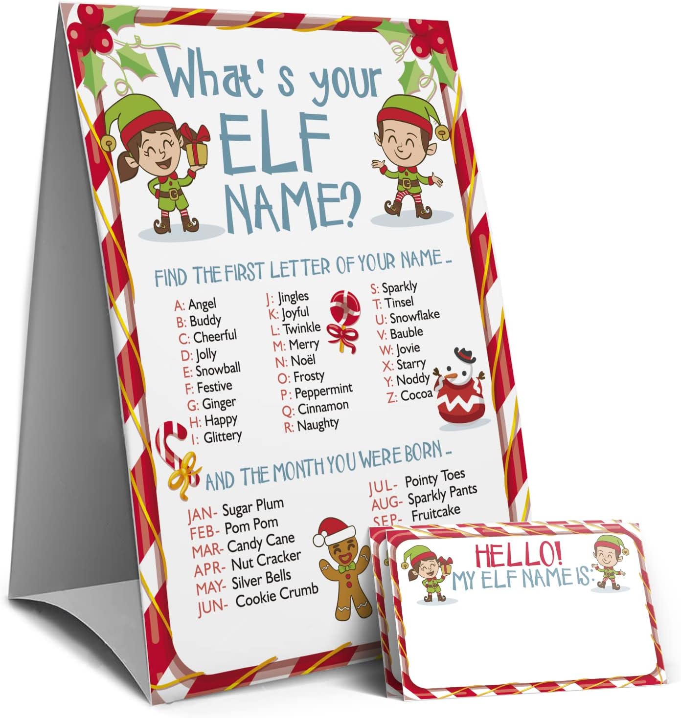 Amazon.com: Muruseni Christmas Games Sign - What's Your Elf Name Game ...