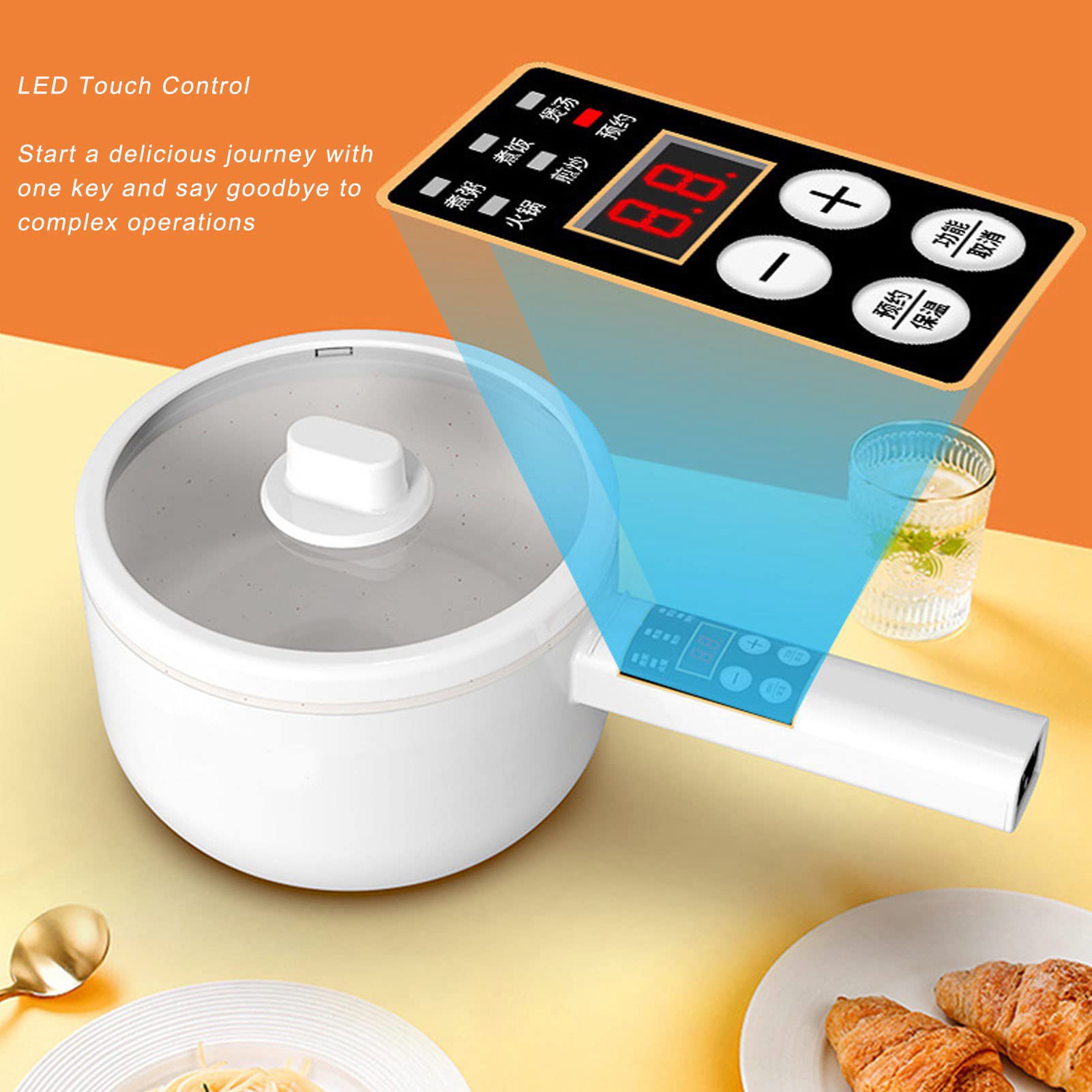 Electric Hot Pot Audecook With Steamer, 1.5L Portable Rapid Mini Cooker ...