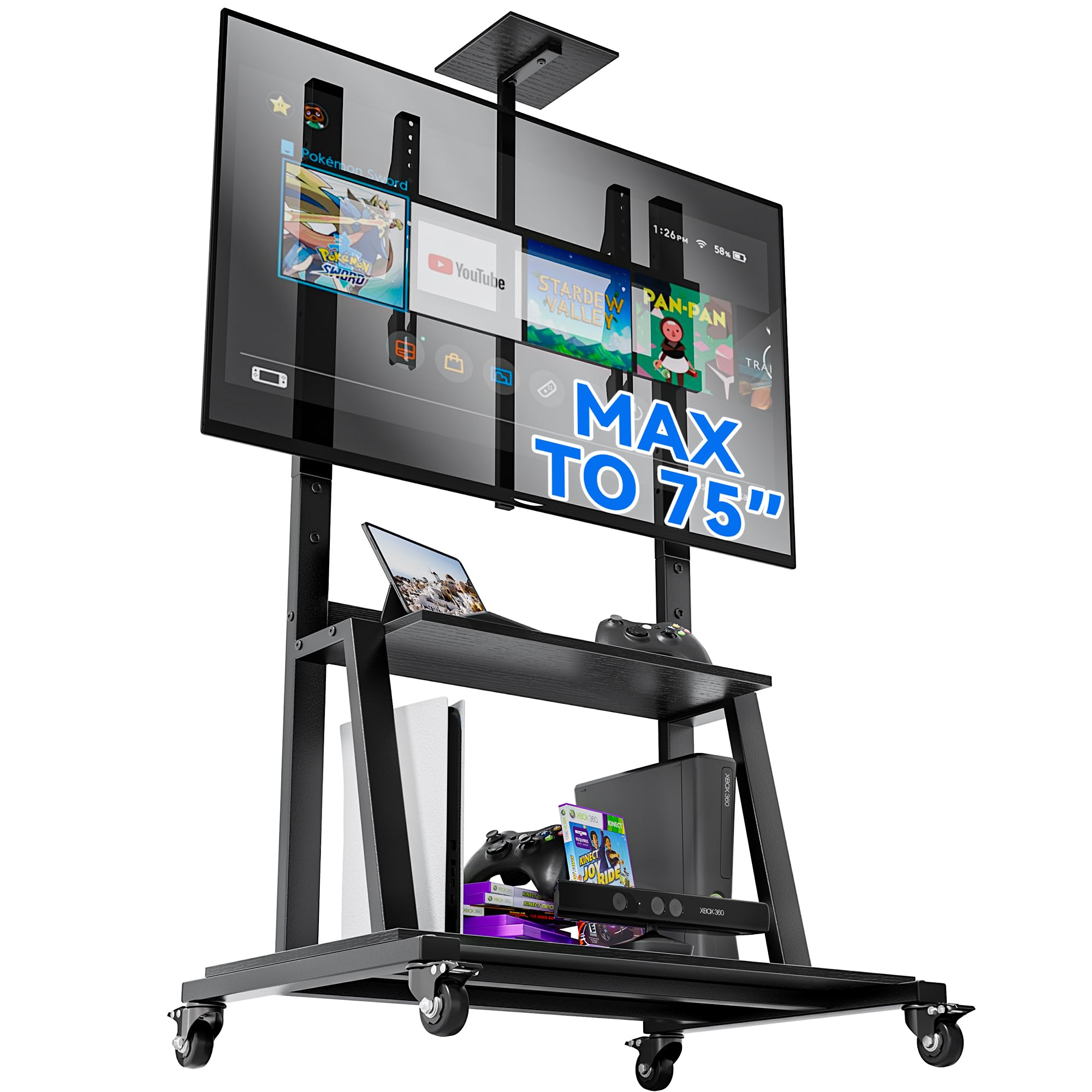 Amazon.com: Mobile TV Cart with Storage Shelf, Portable TV Stand for 32 ...