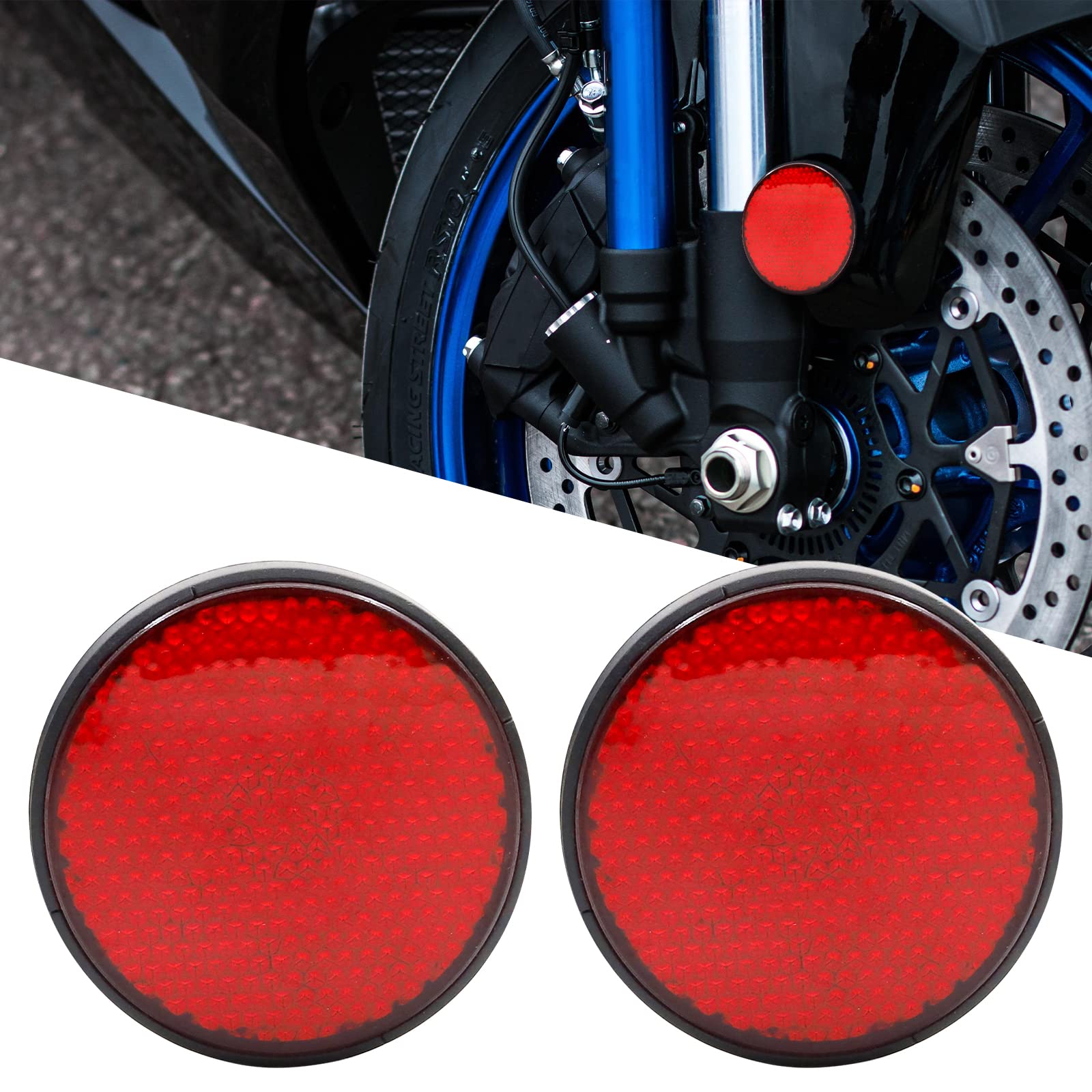 Ourbest Motorcycle Round Reflector 12V LED Rear Lights, High Brake Stop ...