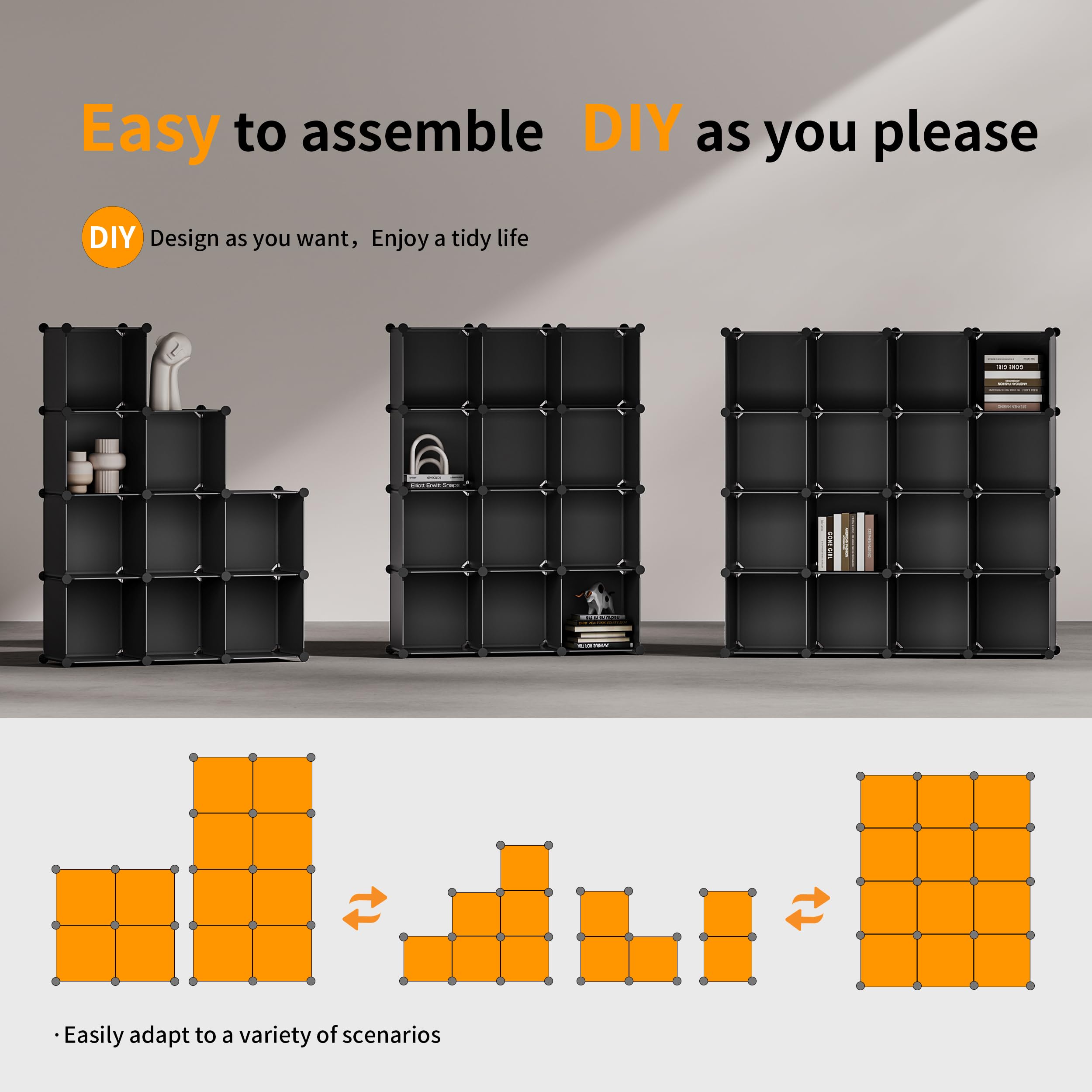 Snapklik.com : Plastic Cube Storage, 16 Cube Closet Storage Cubes, DIY ...